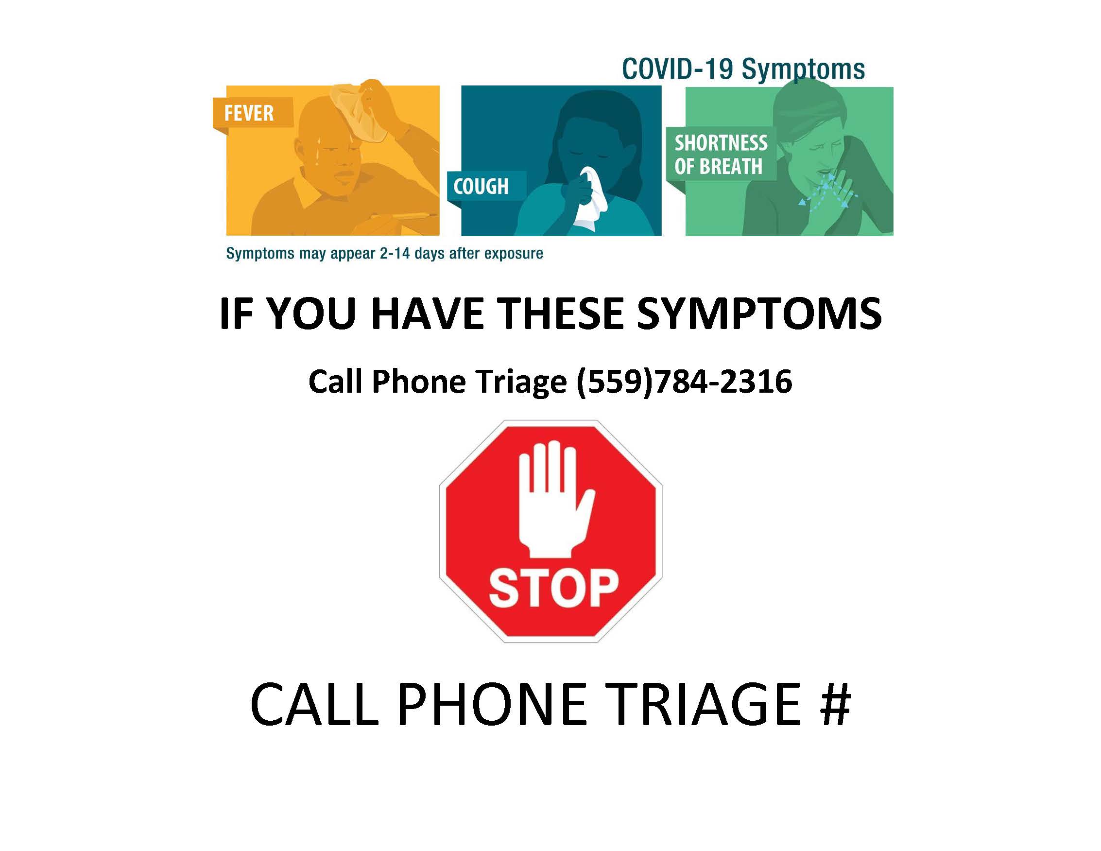 Sign IF YOU HAVE THESE SYMPTOMS sign – Tule River Indian Health Center ...